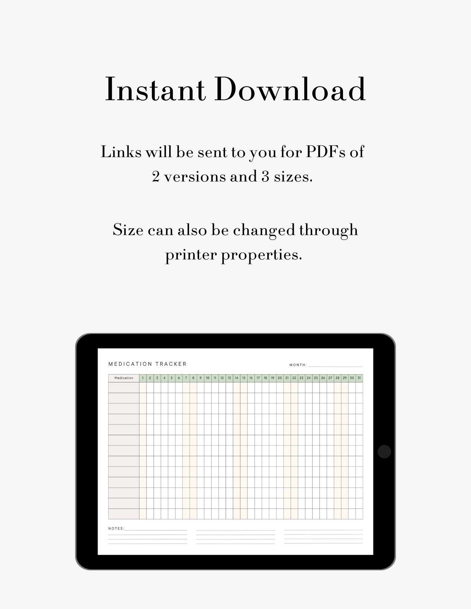 Printable Medication Tracker PDF Download Monthly Daily Editable ...
