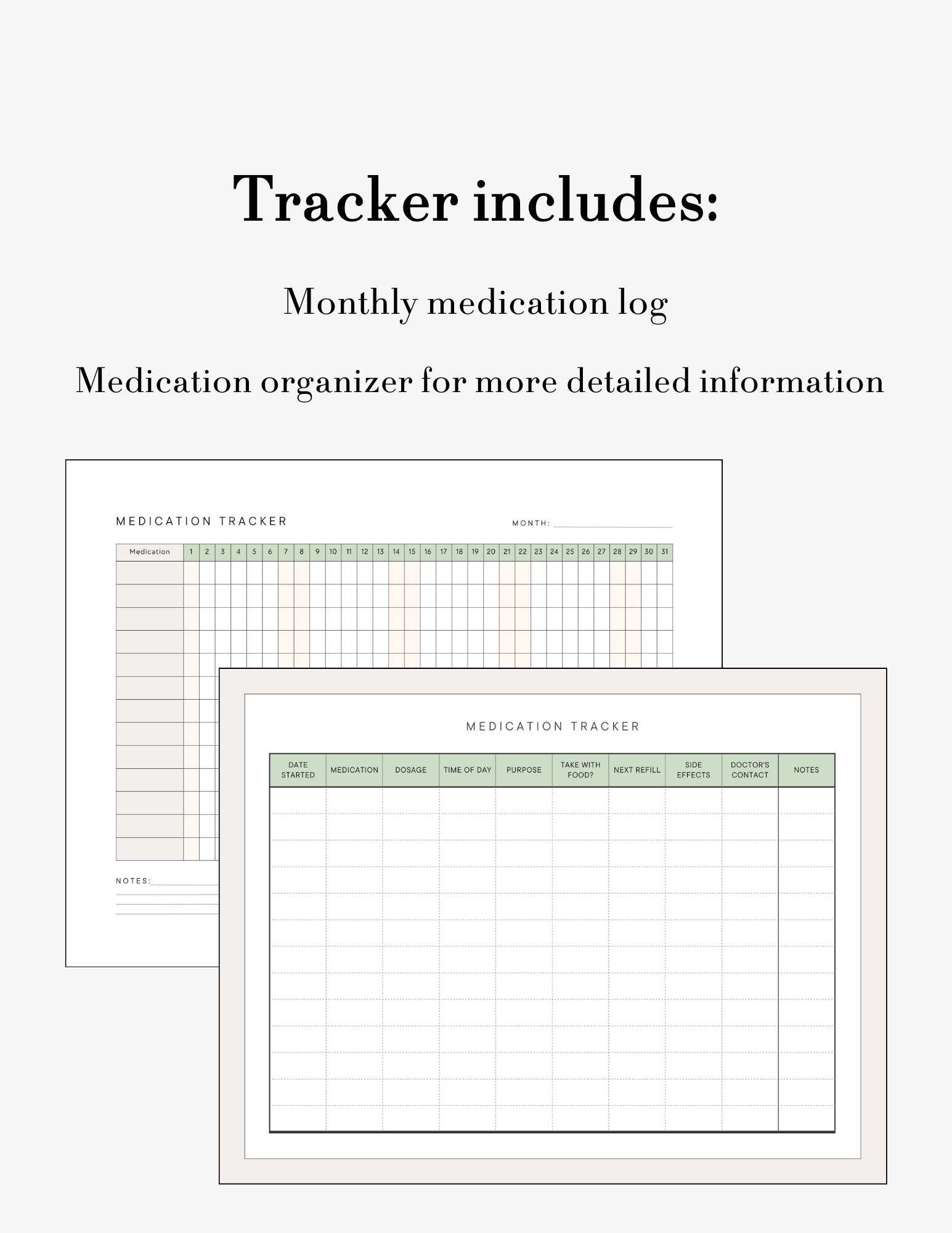 Printable Medication Tracker PDF Download Monthly Daily Editable ...