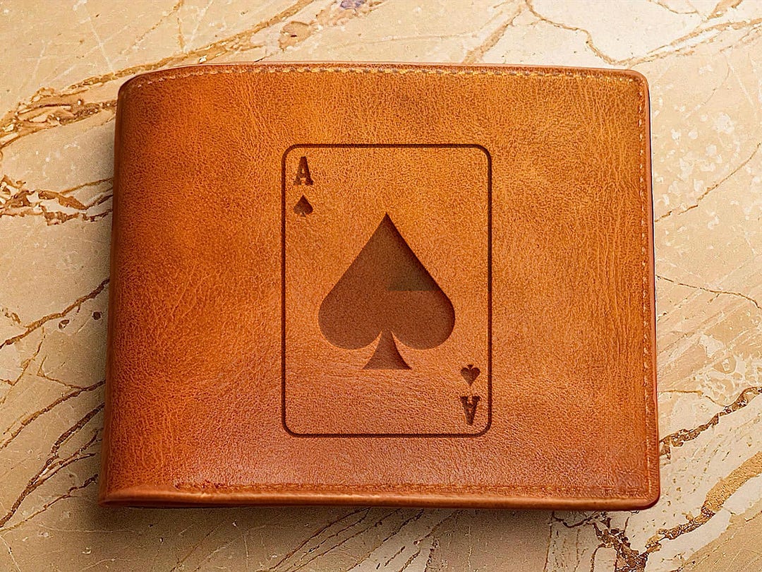 Ace of Spades Wallet, Engraved Leather Wallet, Playing Card Wallet ...