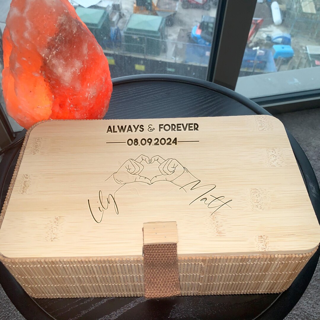 Custom 'always & Forever' Wooden Storage Box With Hand Hearts ...
