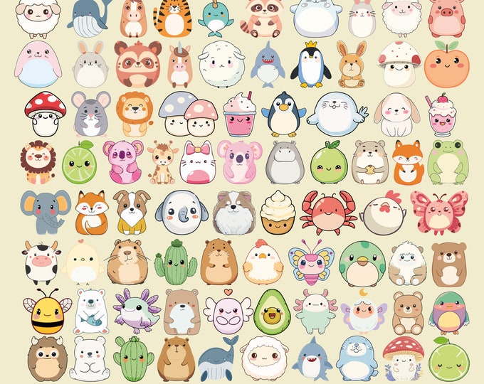 36 Clipart PNG and SVG Images of Kawaii Squishmallow Style Animals for ...