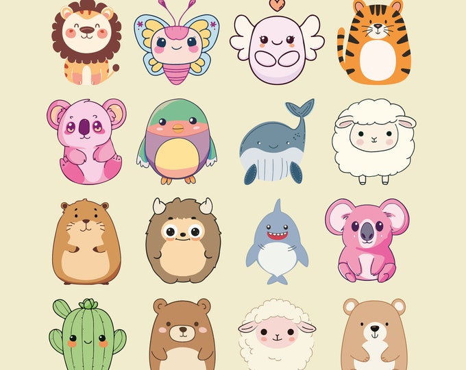 36 Clipart PNG and SVG Images of Kawaii Squishmallow Style Animals for ...