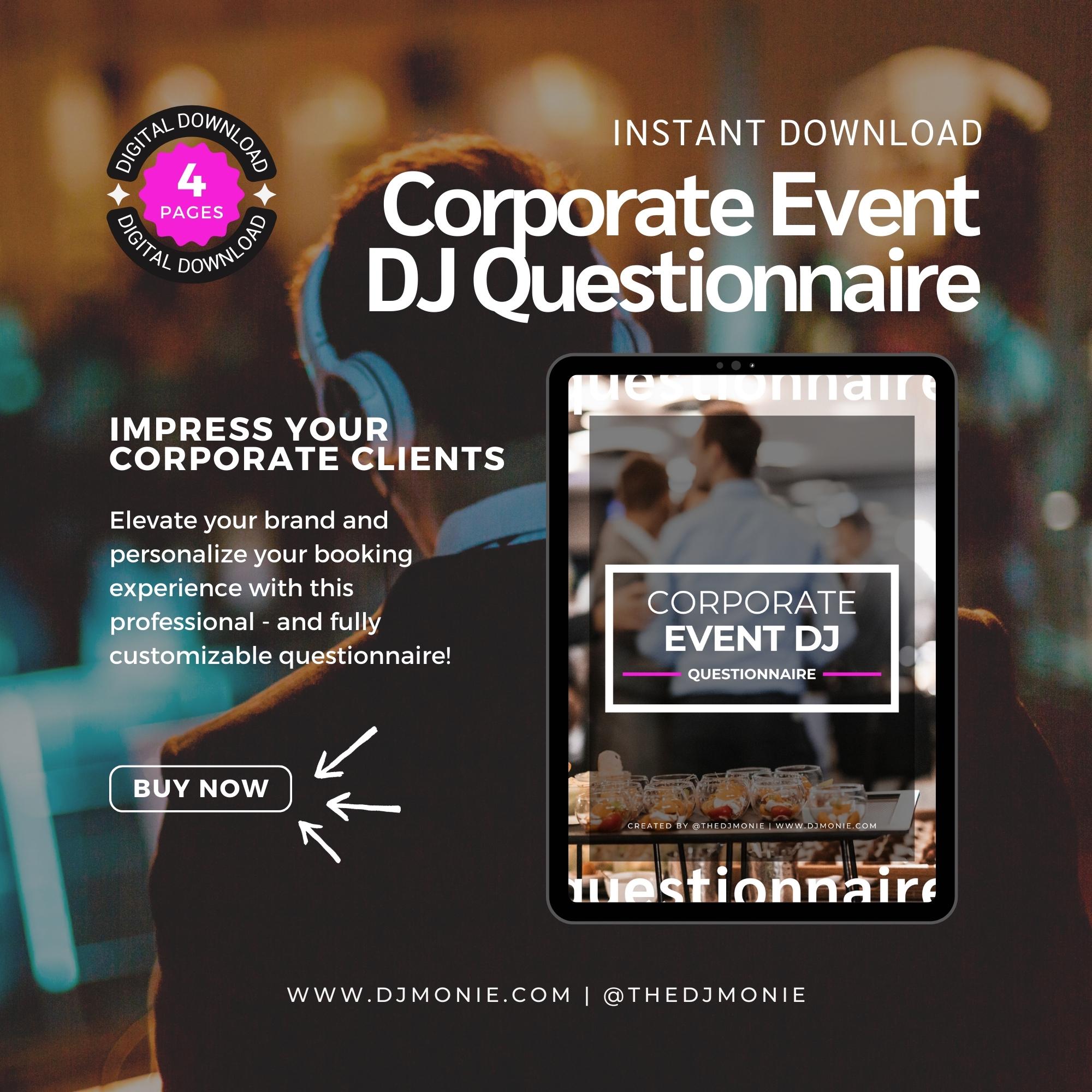 2025 Corporate Event DJ Questionnaire Printable Editable Canva Template ...