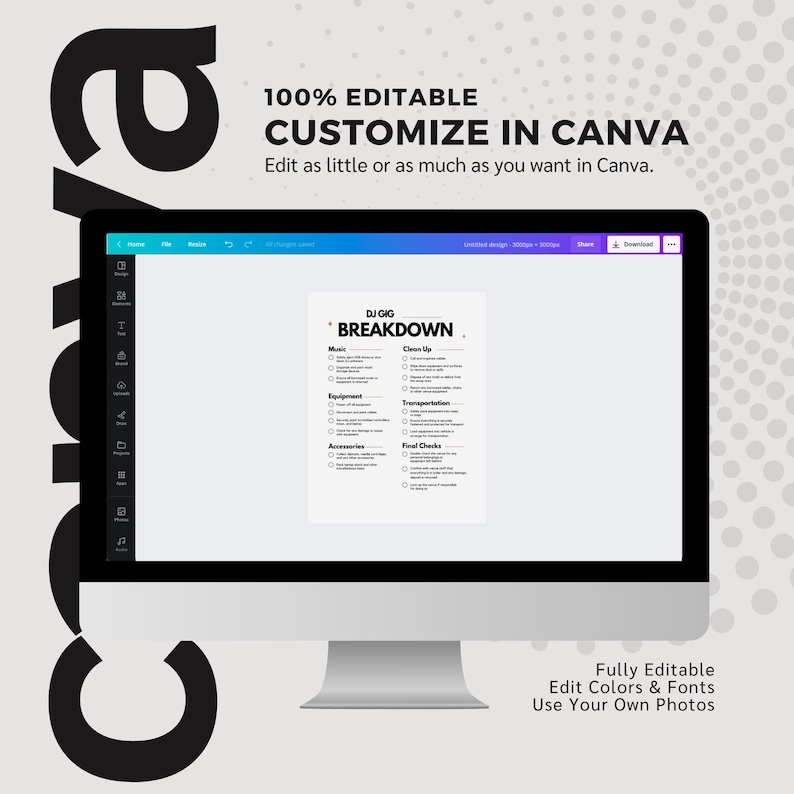 Essential DJ Gig Breakdown Checklist Editable & Printable PDF Canva ...