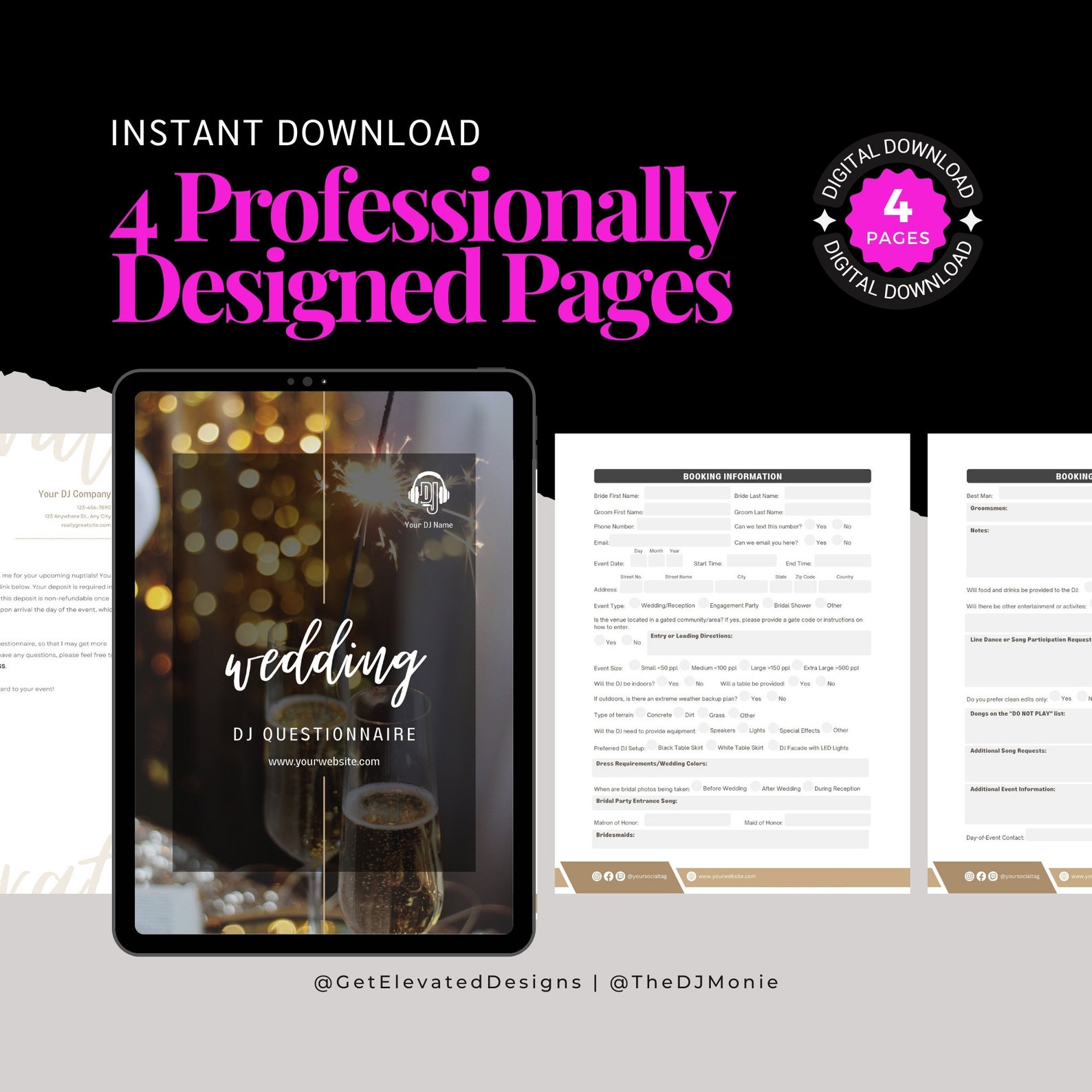 Wedding DJ Questionnaire Printable Private Event Editable Canva ...