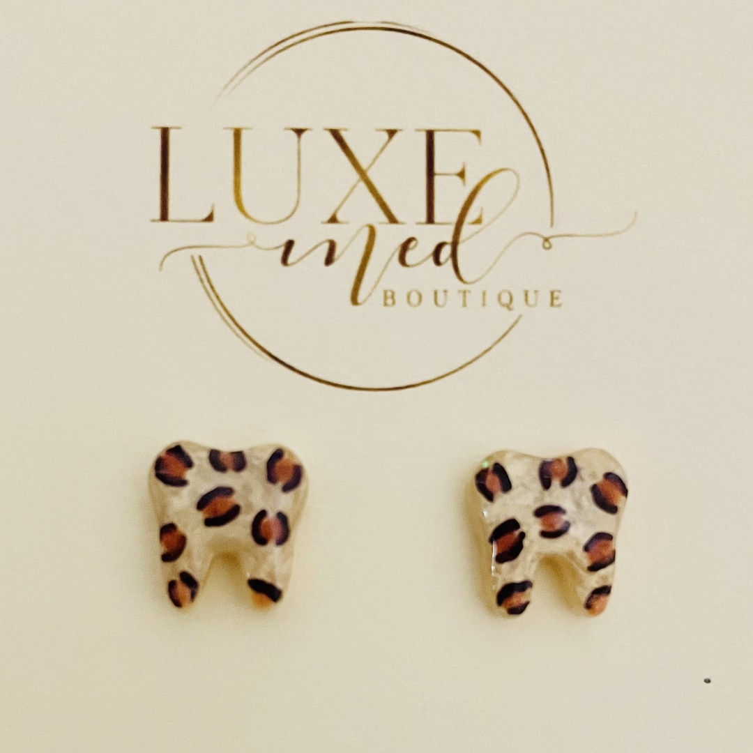 Tooth Stud Earrings | Leopard Tooth Earrings | Dental Hygienist ...