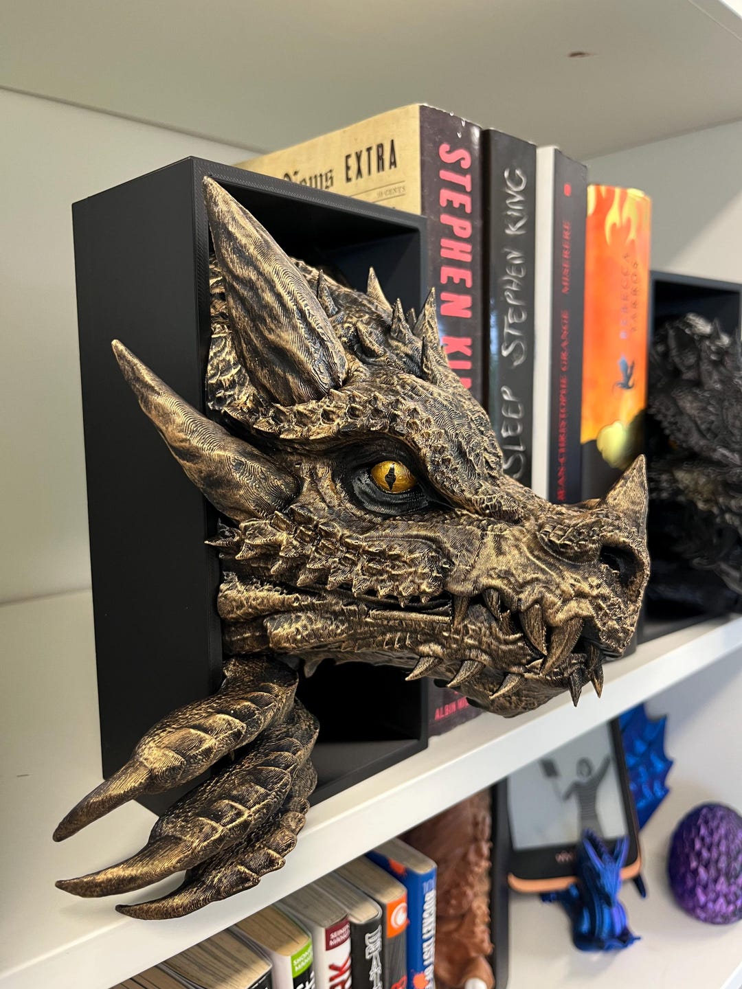 Dragon Book Nook | Fantasy Dragon Library Decor, Bookshelf Insert, Geek ...