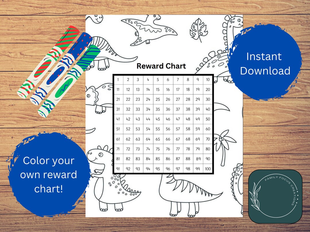 Dinosaur Reward Chore Check-off Chart DIY Color Your Own Printable PDF ...