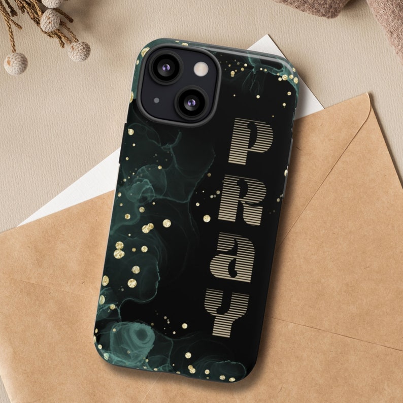PRAY Christian Phone Case Black Green Gold iPhone Samsung Galaxy Google ...
