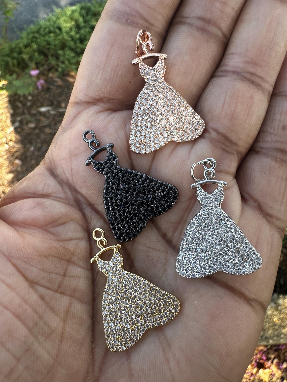 1 CZ Paved Dress Charm, Necklace Charms, Pendants, Bracelet Charms ...