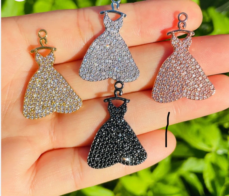 1 CZ Paved Dress Charm, Necklace Charms, Pendants, Bracelet Charms ...