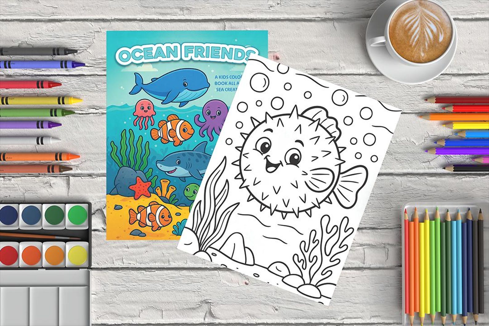 Ocean Friends Coloring Book for Kids – 50 Cute Sea Creatures ...