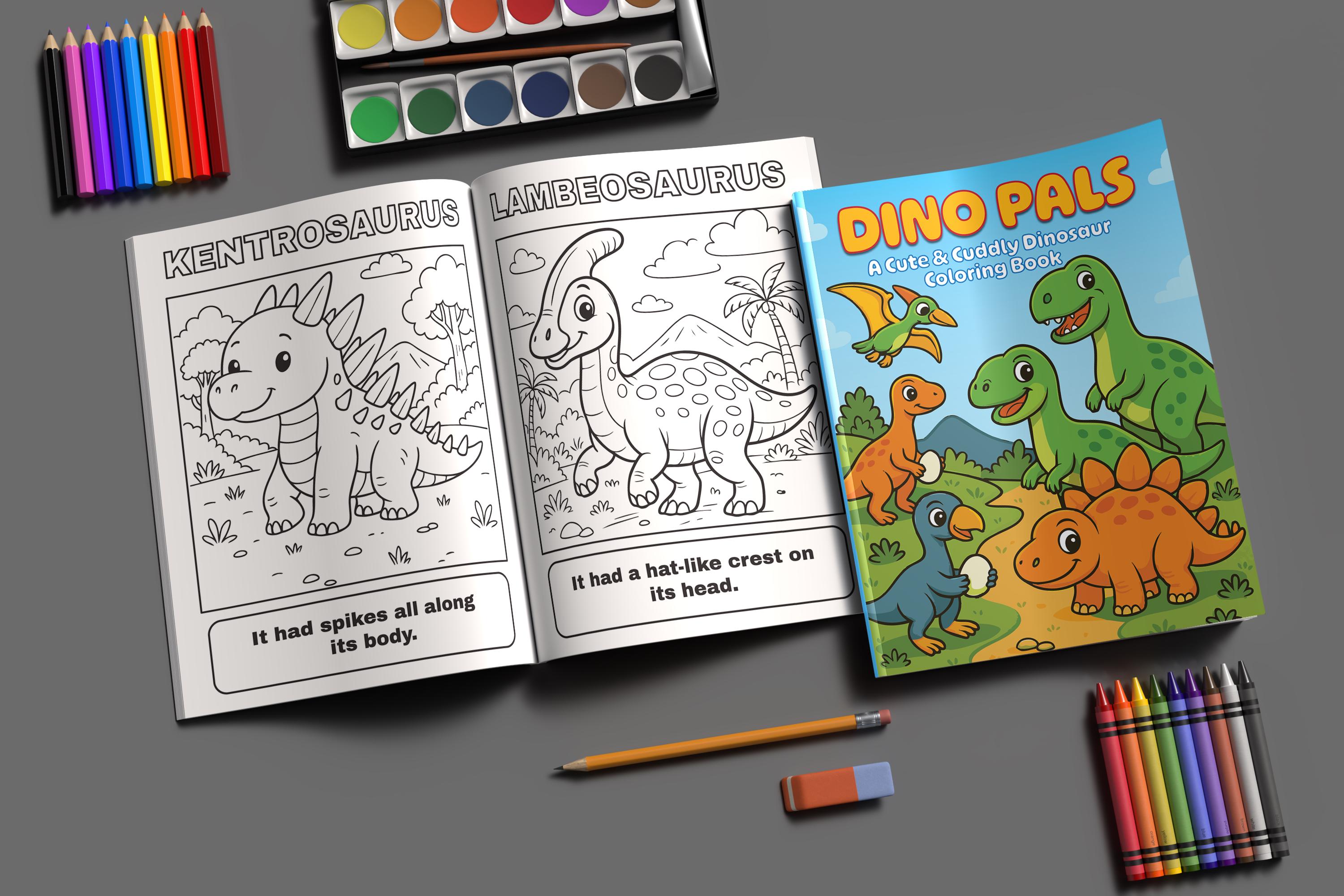 Dino Pals Coloring Book for Kids | 50 Cute Dinosaur Pages With Fun ...
