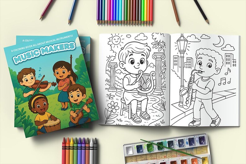 Kids' Musical Instrument Coloring Book: Diverse Music Education (PDF ...