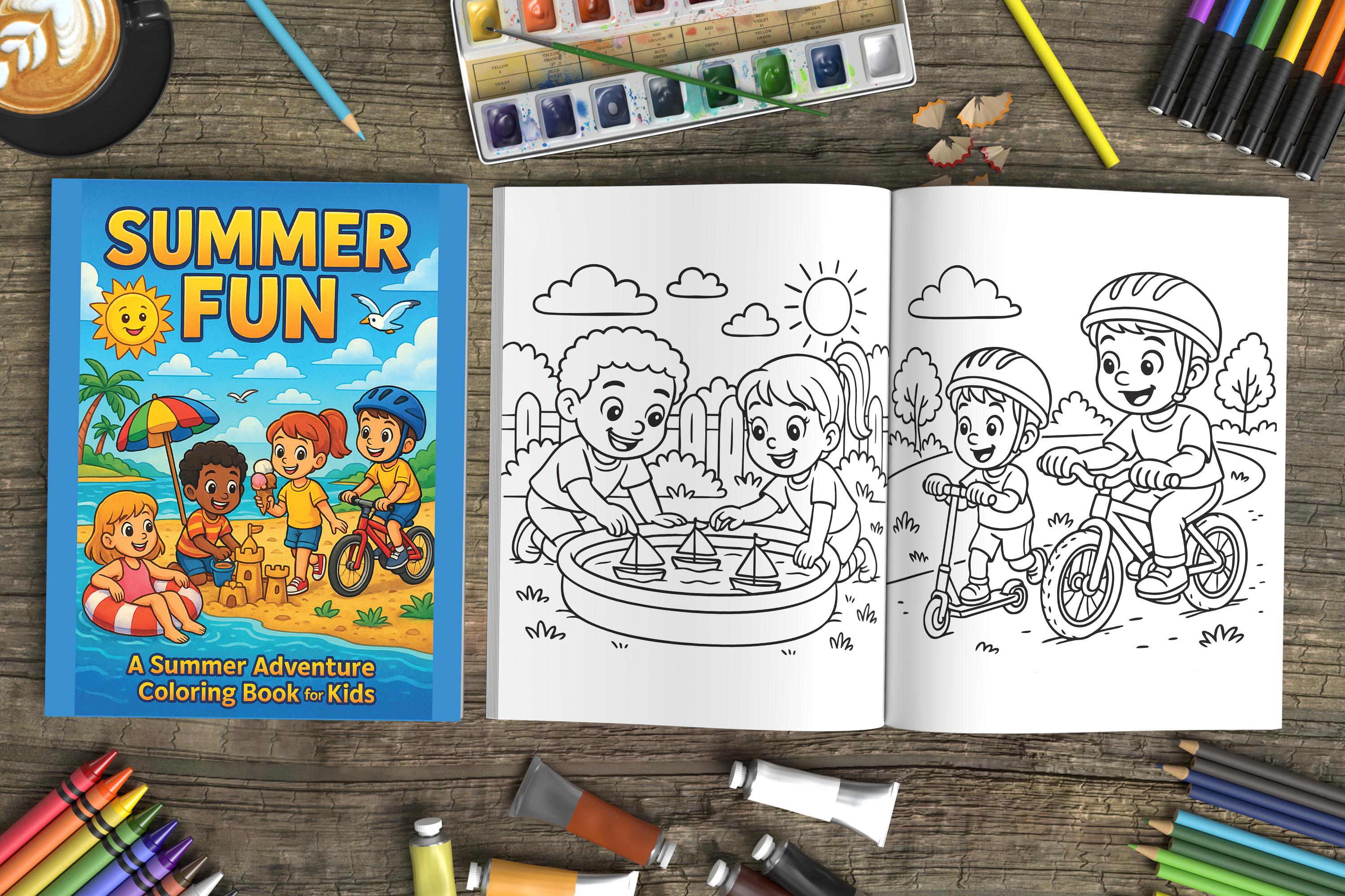 Summer Coloring Book for Kids (50 Pages) – Printable Digital Download ...