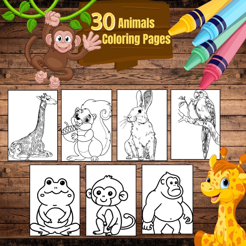 Animal Themed Coloring Pages,digital Coloring Books,animalscoloring ...