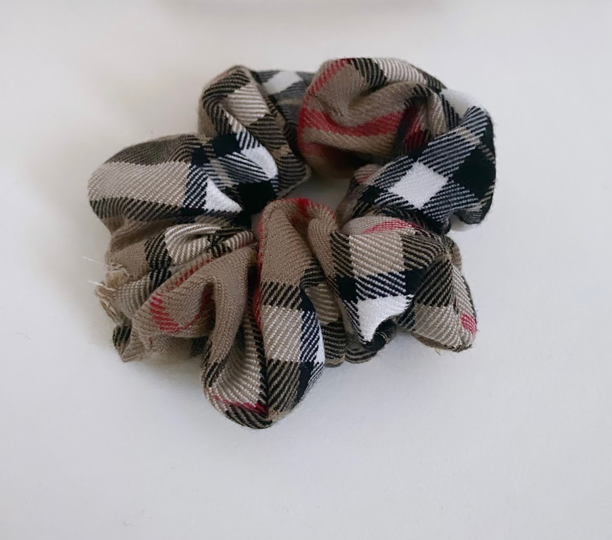 Beige Tartan Scrunchie / Beige Tartan Scrunchie - Etsy