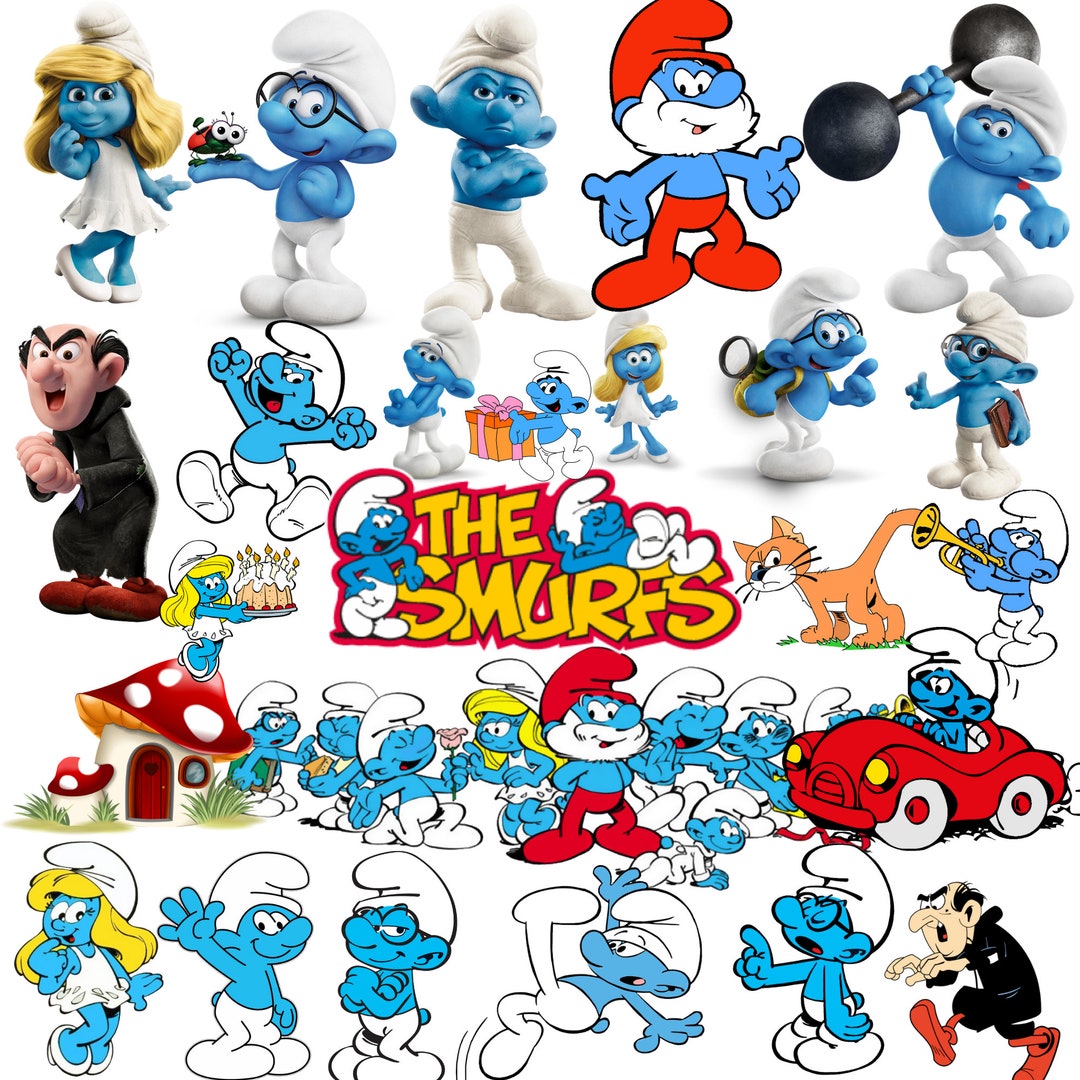 Smurfs PNG Bundle, Smurfs Font PNG Files for Cricut, Smurfs Cut Files ...