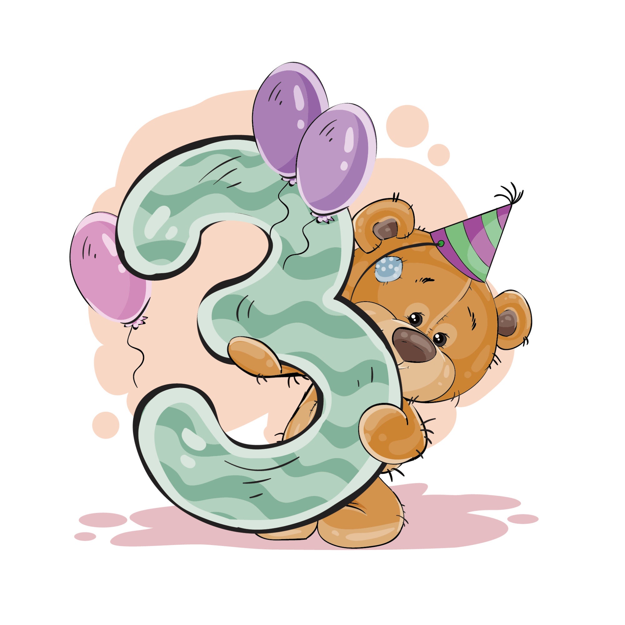 Teddy Bear, Teddy Bear Birthday Card, Digital Item, Birthday Decor ...