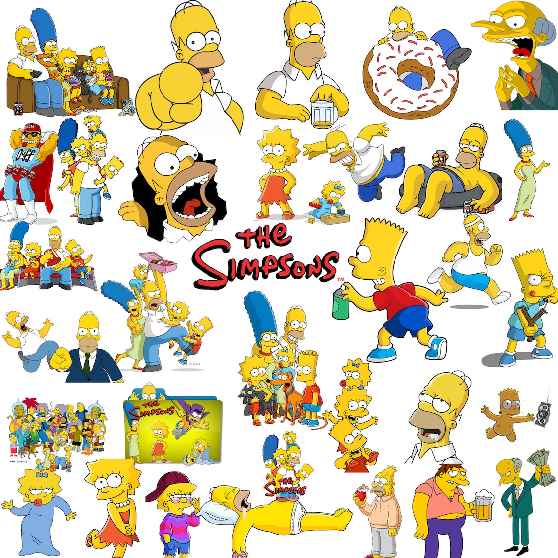 Simpsons Clip Art Bundle | Simpsons PNG | Bart Simpson PNG | Instant ...
