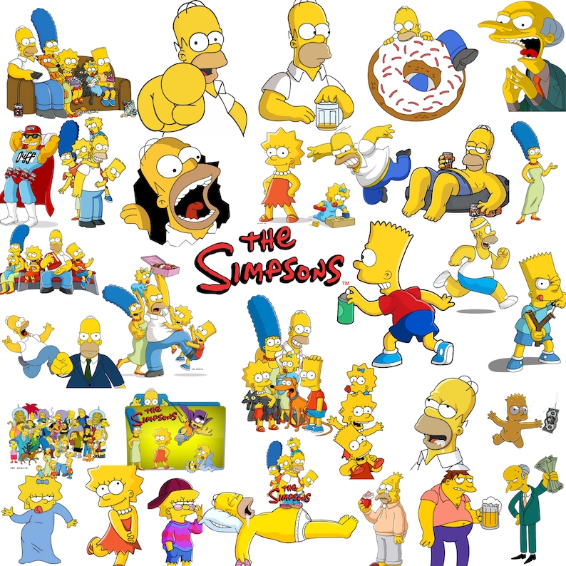 Simpsons Clip Art Bundle | Simpsons PNG | Bart Simpson PNG | Instant ...