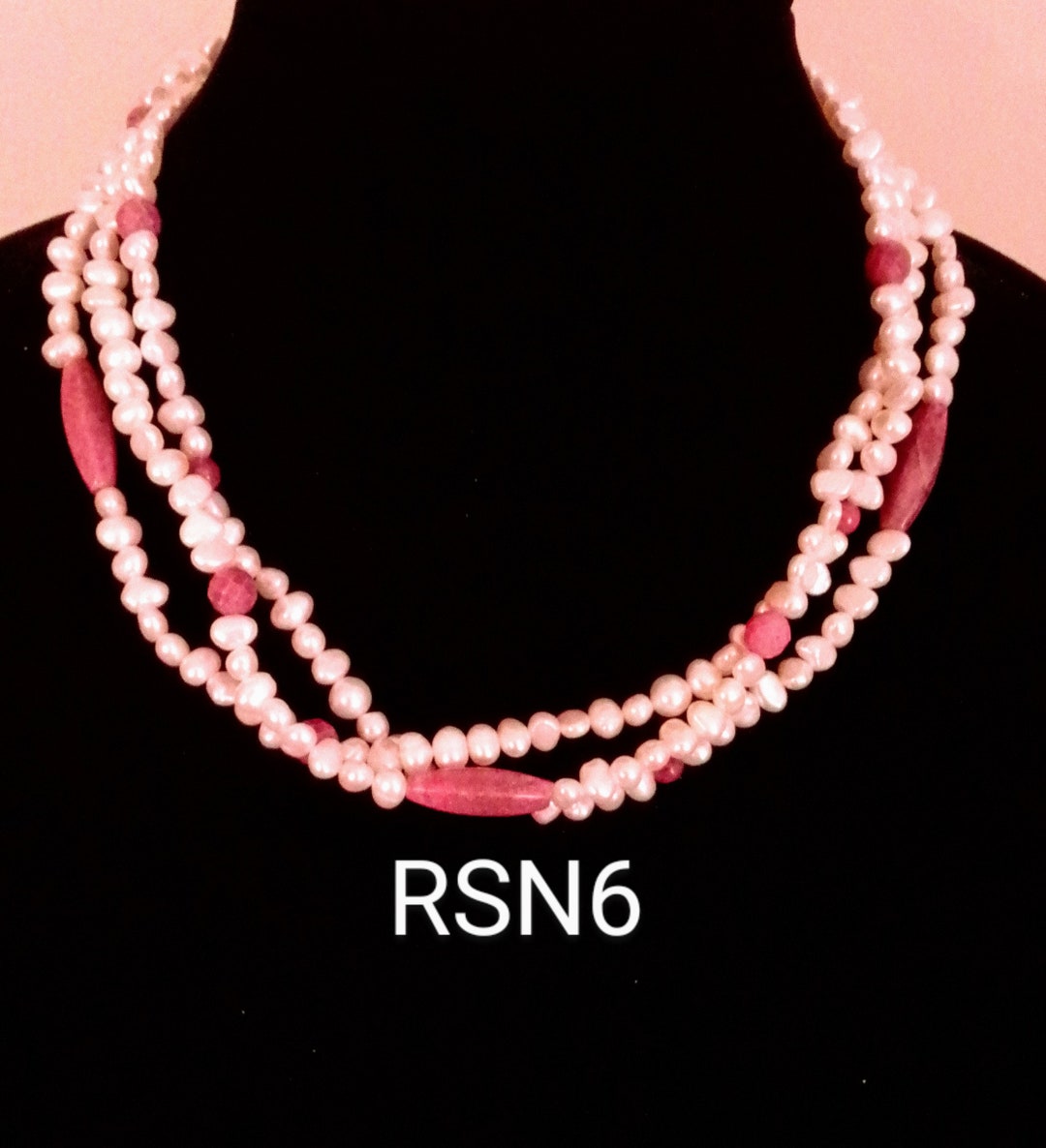 Ross Simons Pearl and Rhodonite Multi Strand Necklace - Etsy