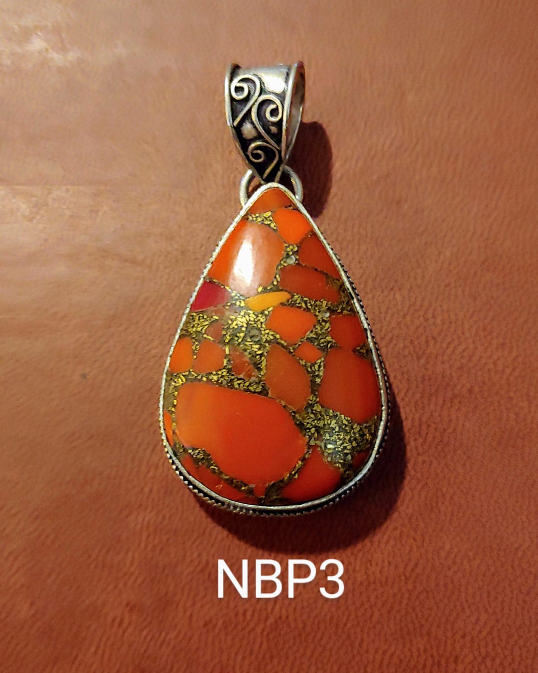 Red Copper Turquoise and Sterling Silver Pendant - Etsy