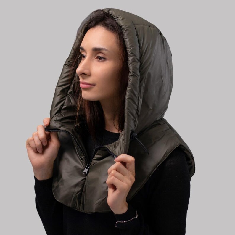Black Hooded Scarf, Waterproof Hooded Cowl, Balaclava Hood, Windproof ...