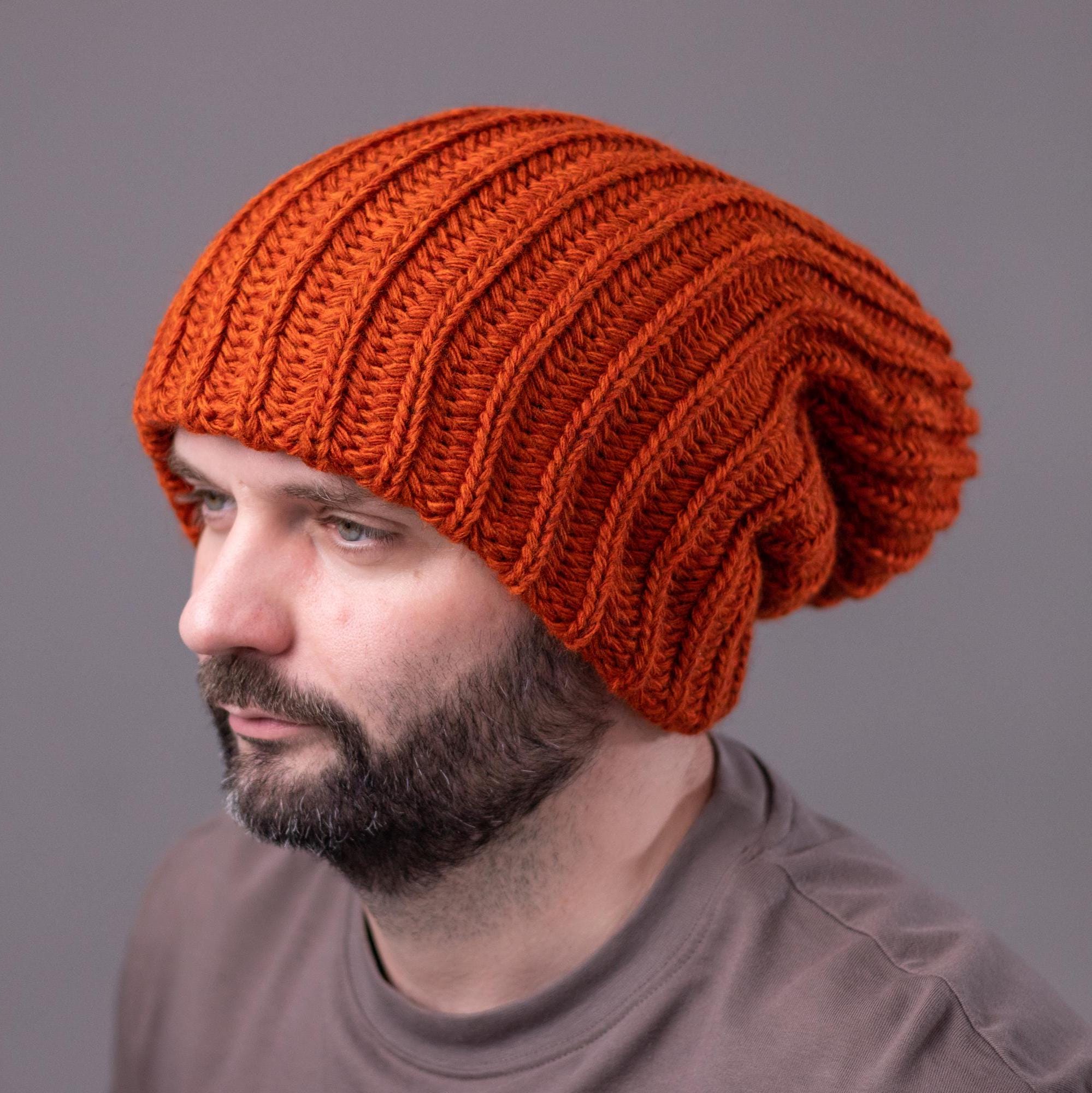 Slouchy Knit Hat for Men Oversized Wool Beanie Warm Thick Hat Extra ...