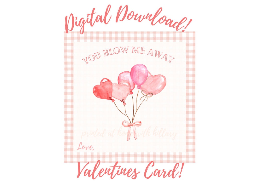 DIGITAL DOWNLOAD You Blow Me Away Printable Valentines Day Card Pink - Etsy