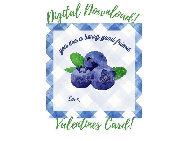 DIGITAL DOWNLOAD You're a Berry Good Friend Blueberry Printable ...