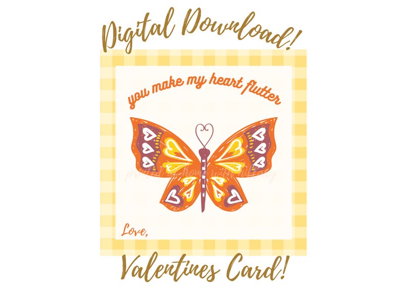 DIGITAL DOWNLOAD You Make My Heart Flutter Valentine Butterfly Bugs ...