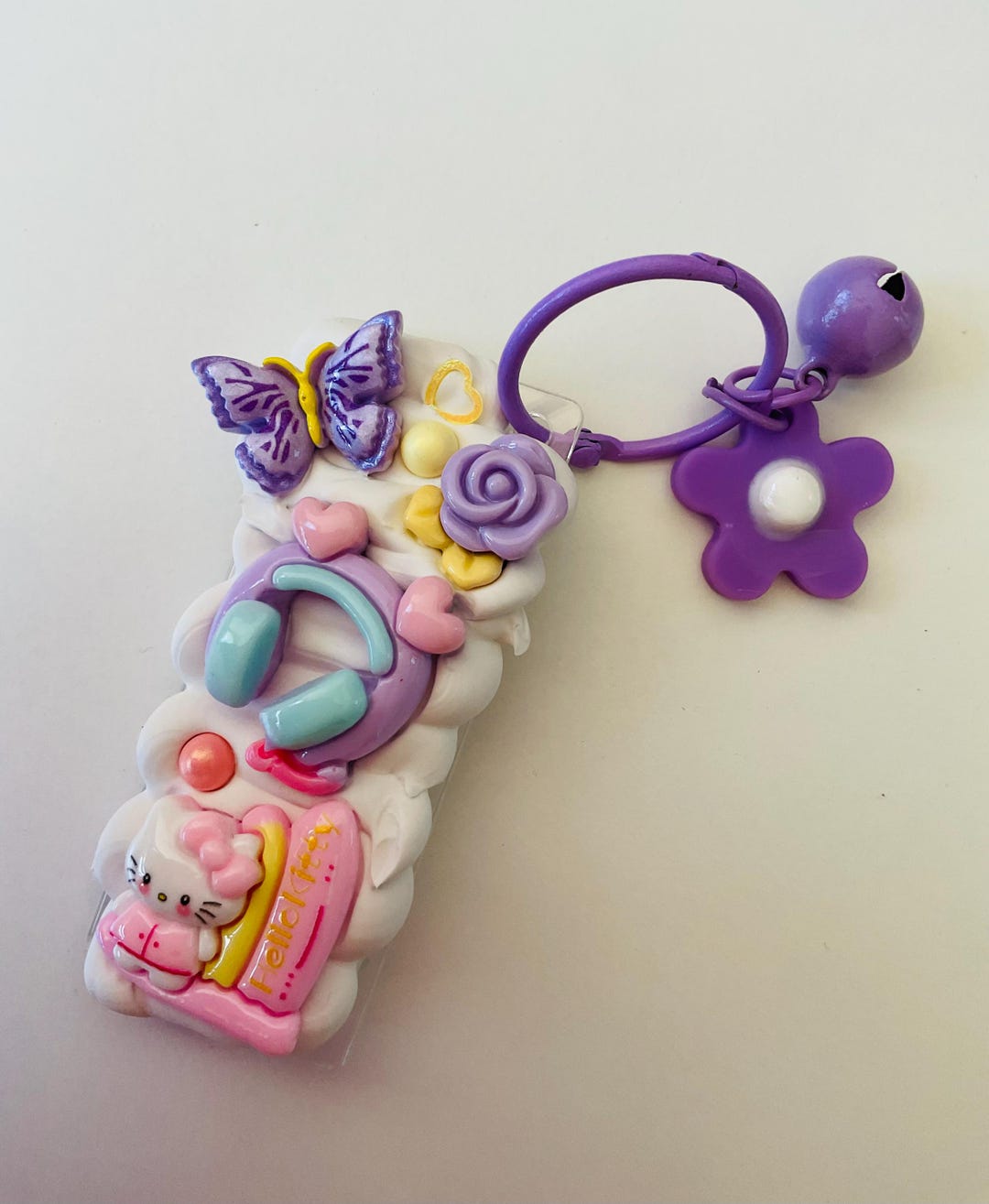Handmade Kawaii Keychain: Hello Kitty, Butterfly, Flower Charms - Etsy