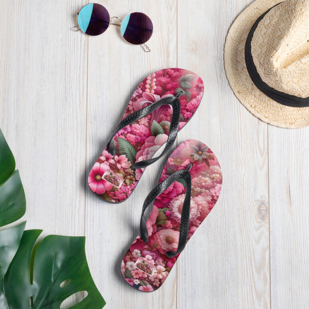 Step Into Summer With Custom Floral Artwork Flip-flops - Etsy
