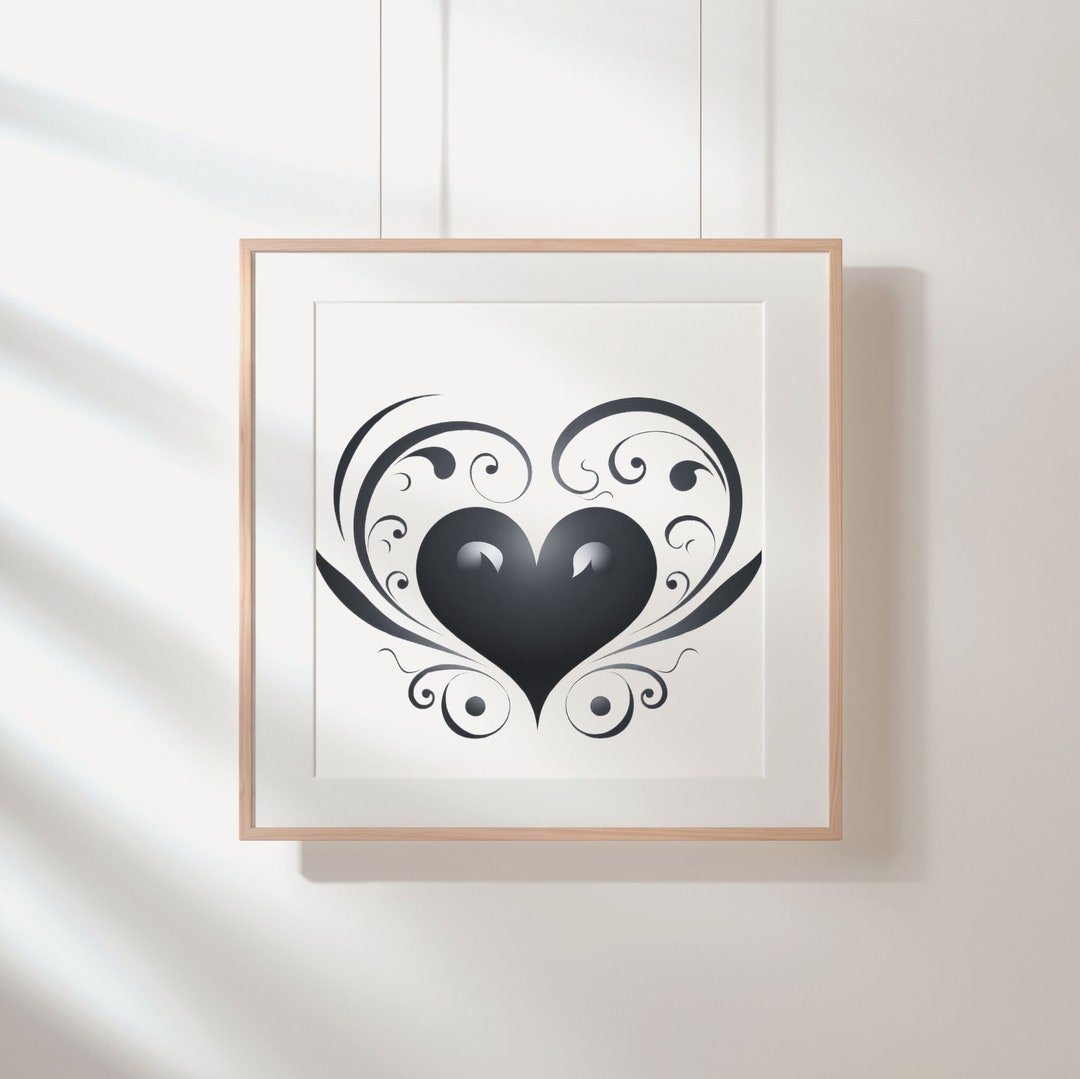 Colorful Design in Dark Colors, Wall Art, Heart Shape, Love, Created by ...