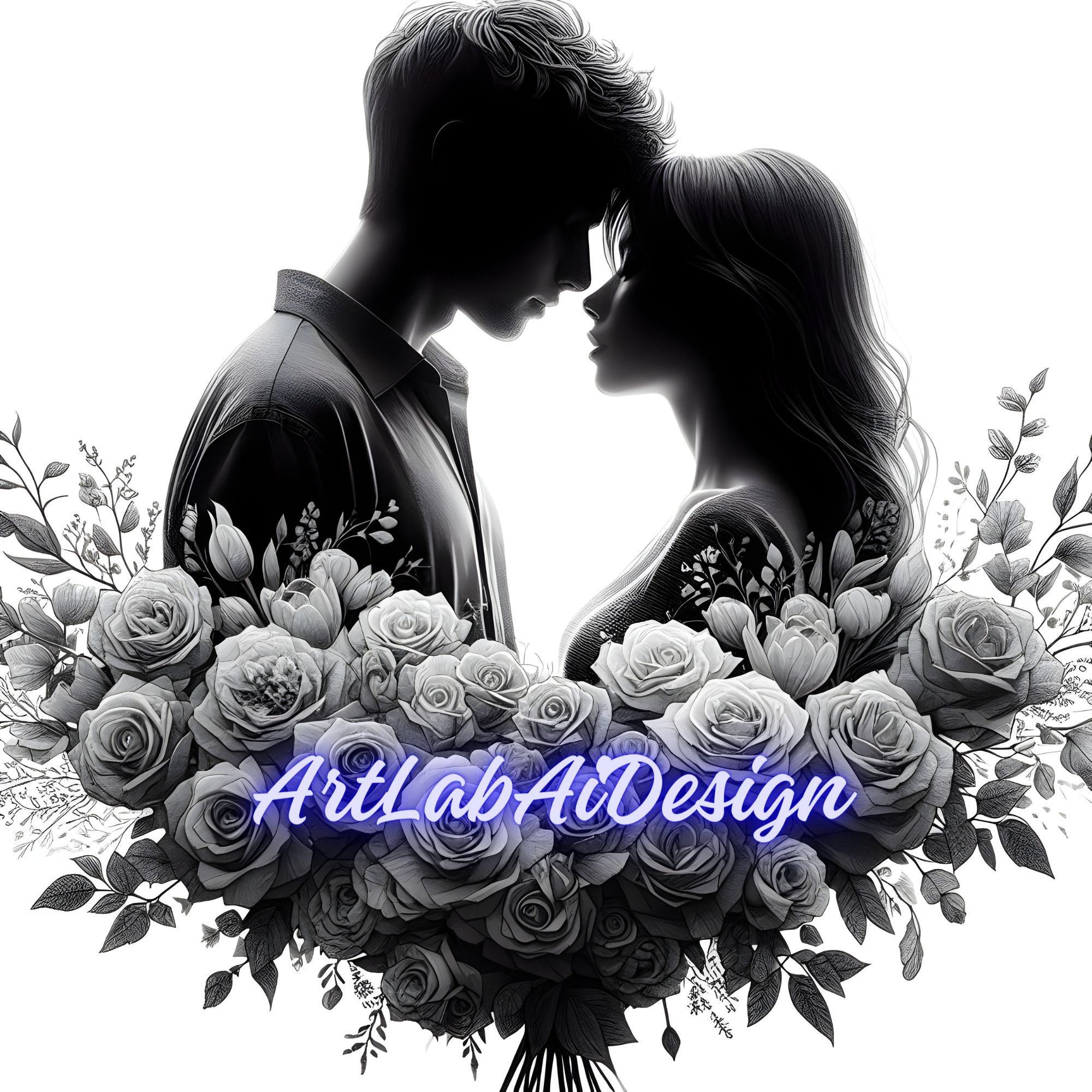 Clipart "valentine's Day, Time of Love"| Black and White Design | Wall ...