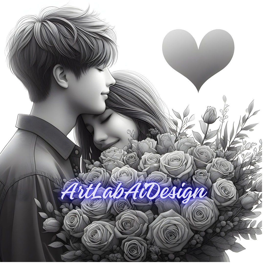 Clipart "valentine's Day, Time of Love"| Black and White Design | Wall ...