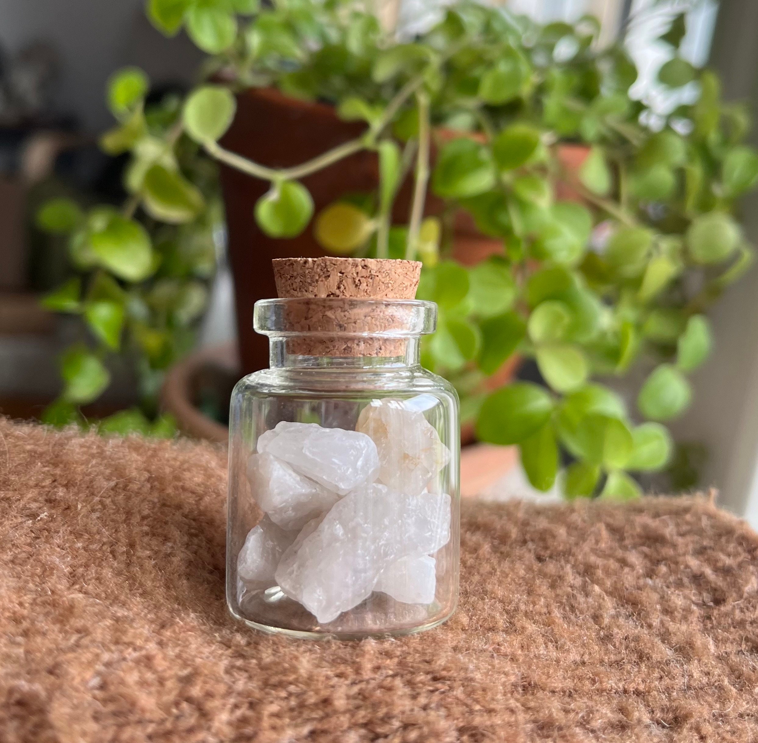 Glass Jar Raw Snow Milky White Quartz Crystal Meditationstones for ...