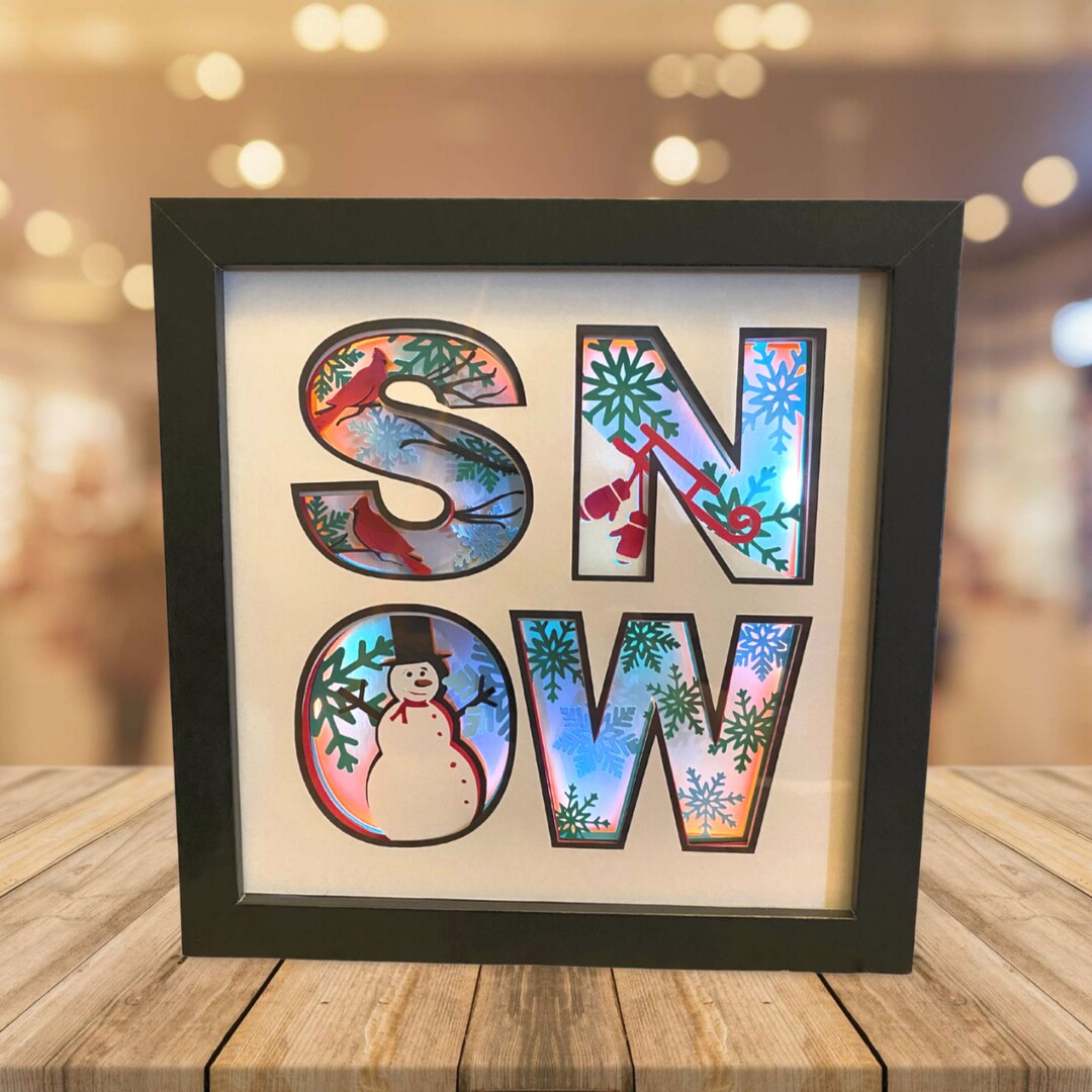 Snow Shadow Box With Lights | Winter Decoration | Snow Decoration ...