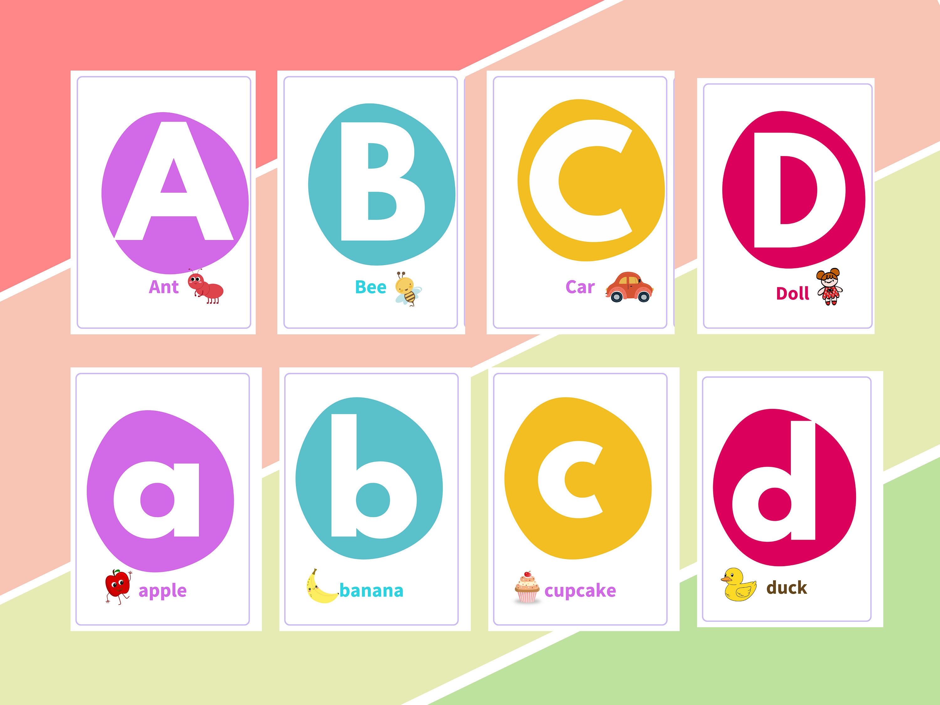 Alphabet Flashcards Printable Capital and Small, Digital Flashcards ...