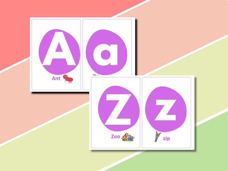 Alphabet Flashcards Printable Capital and Small, Digital Flashcards ...