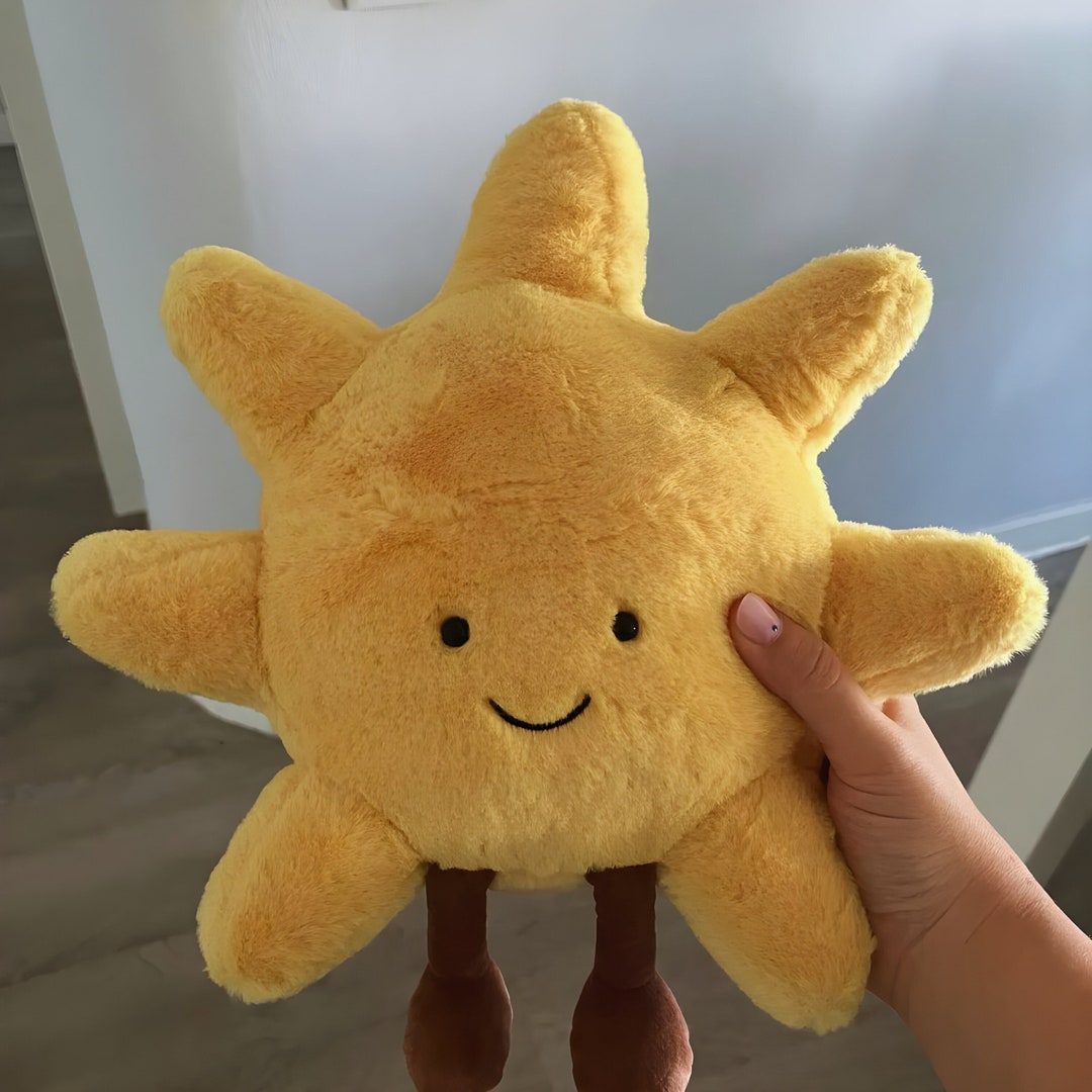 Moon Sun Plush Toy Adorable Smile Face, White Moon, Yellow Sun, Plushie ...
