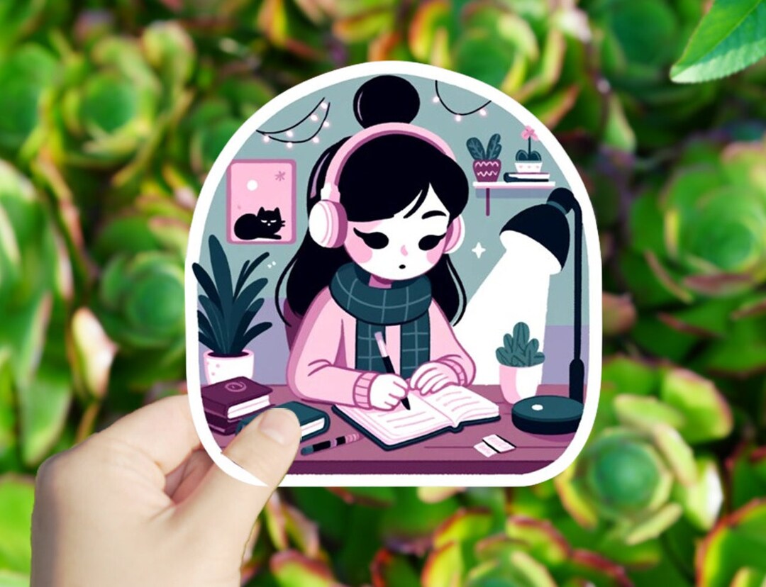 1 Pc Lofi Study Girl Vinyl Sticker,stickers for Tablets Laptop Wall ...
