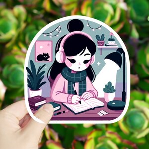 1 Pc Lofi Study Girl Vinyl Sticker,stickers for Tablets Laptop Wall ...