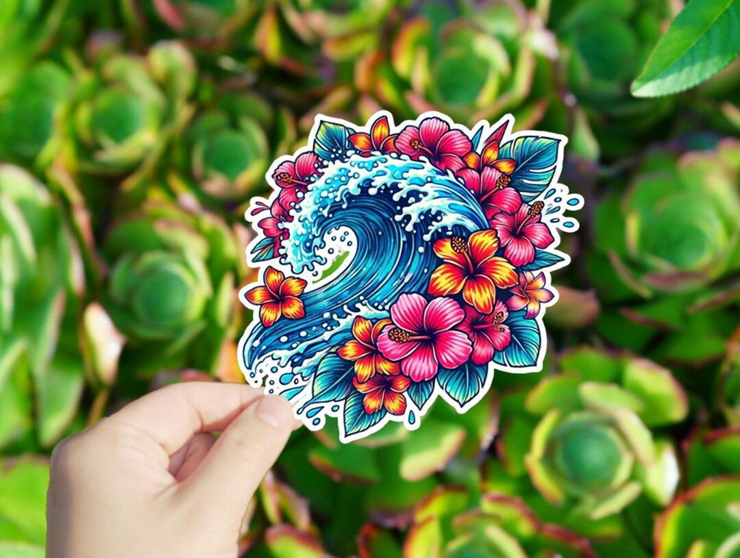 1 Pc Tropical Wave Bloom Vinyl Sticker,sticker for Tablets Laptop Wall ...
