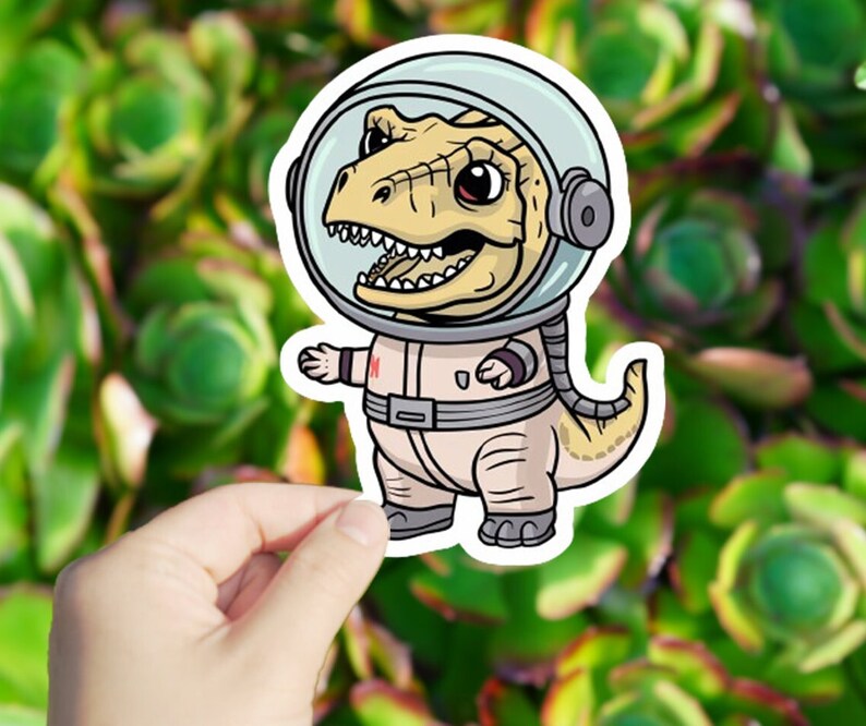 1 Pc T-rex Dinosaur Astronaut Sticker, Vinyl Stickers, Digital Printing ...