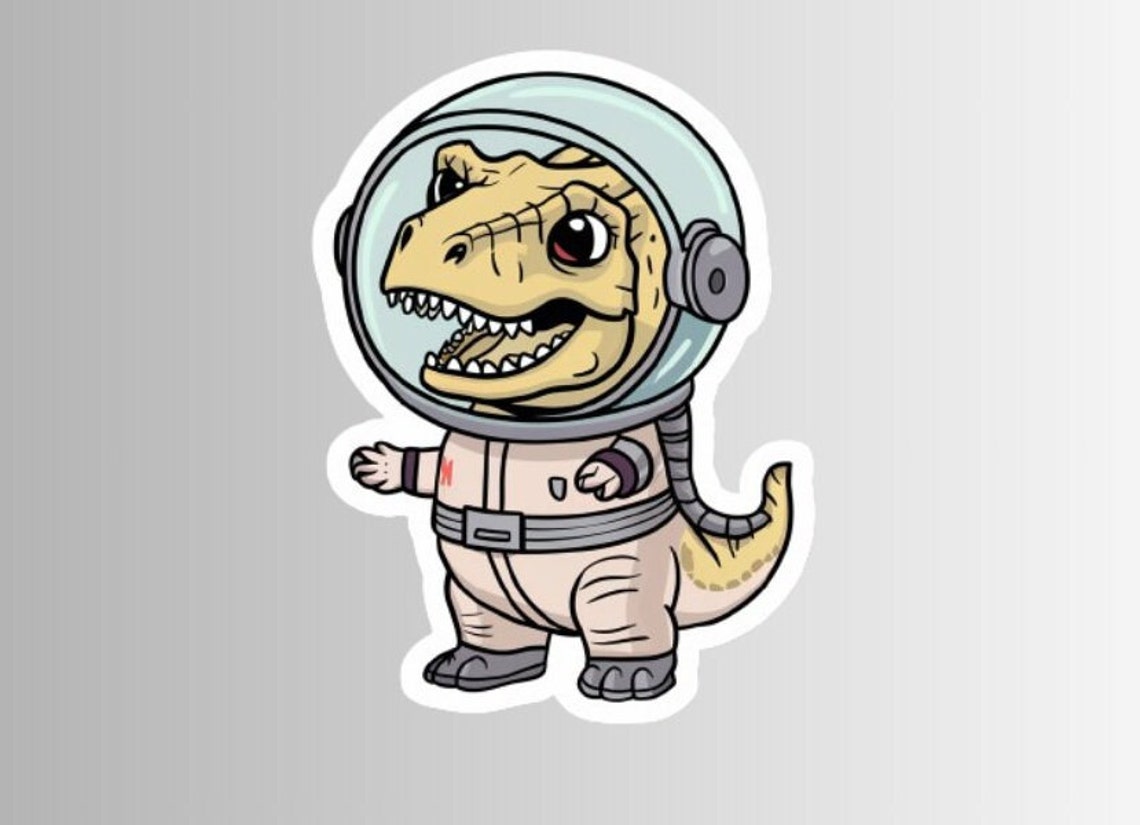1 Pc T-rex Dinosaur Astronaut Sticker, Vinyl Stickers, Digital Printing ...