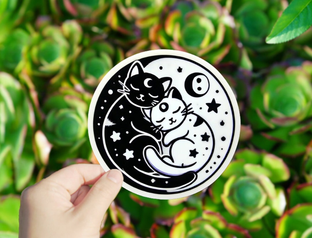 1 Pc Yin-yang Cats Vinyl Sticker,sticker for Tablet Laptop Wall Car ...