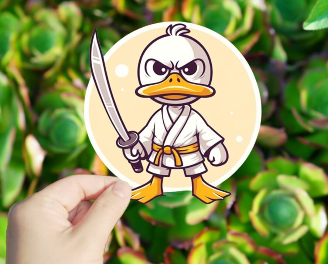 1 Pc Cartoon Duck With a Sword Sticker, Vinyl Stickers, Digital ...