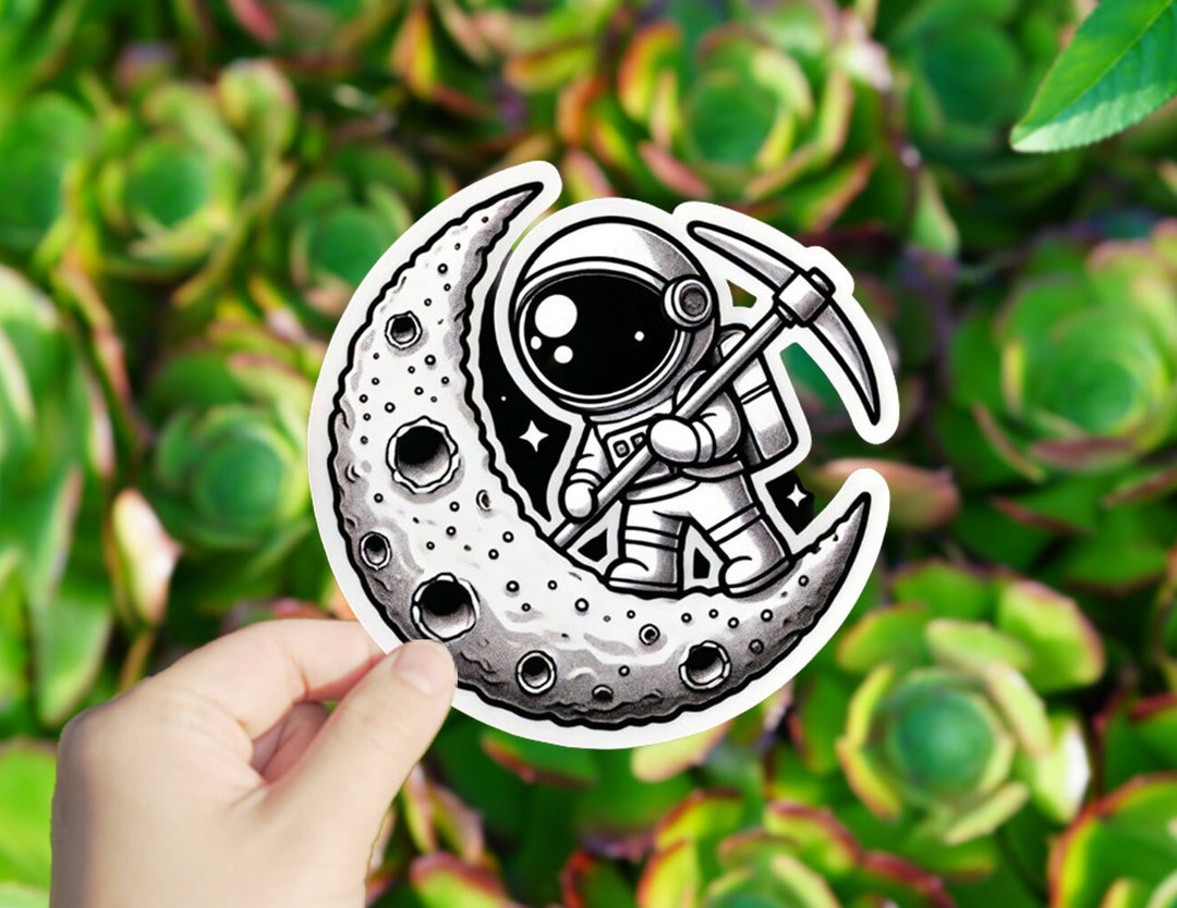 1 Pc Astronaut on the Moon Vinyl Sticker,stickers for Tablets Laptop ...